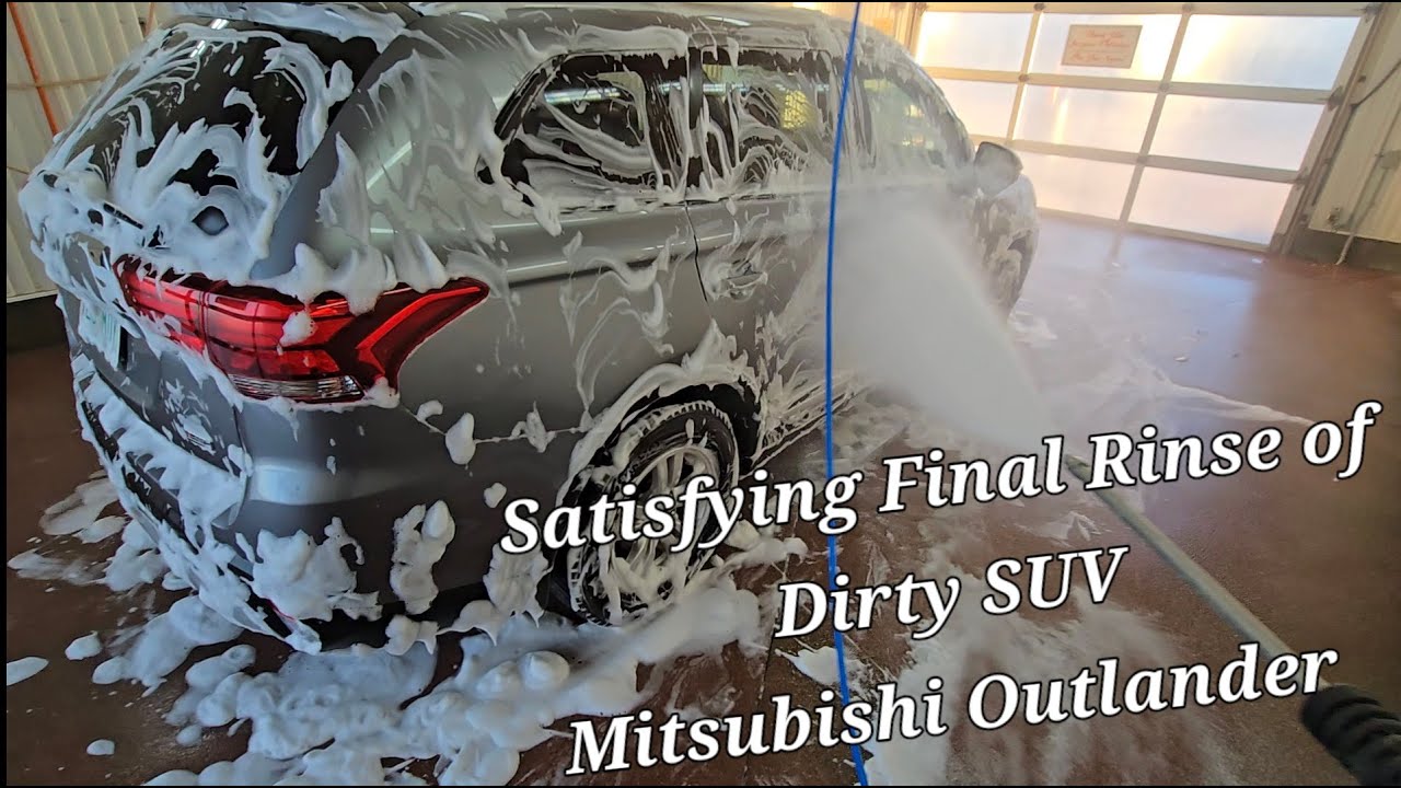 SATISFYING CLEANING, FINAL RINSE OF A DIRTY SUV-2020 MITSUBISHI ...