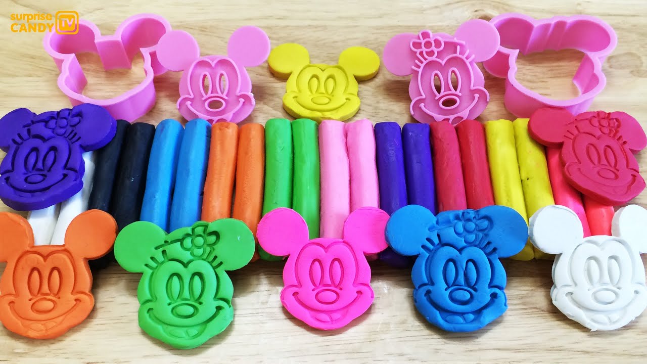 Mickey Mouse and Minnie Mouse Molds Learn Colors with Modelling Clay ...