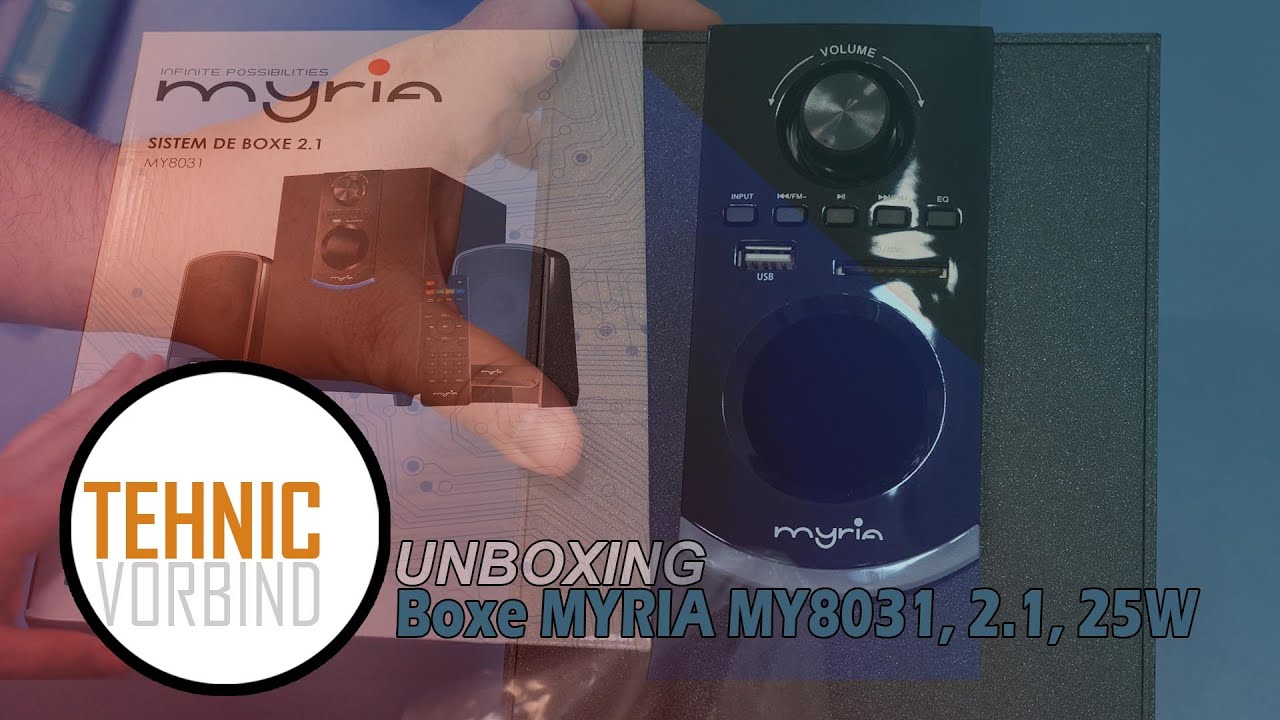 Unboxing boxe MYRIA MY8031, 2.1, 25W, Bluetooth, negru - YouTube