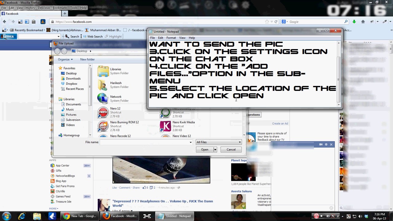 How to send a pic in fb chat - YouTube