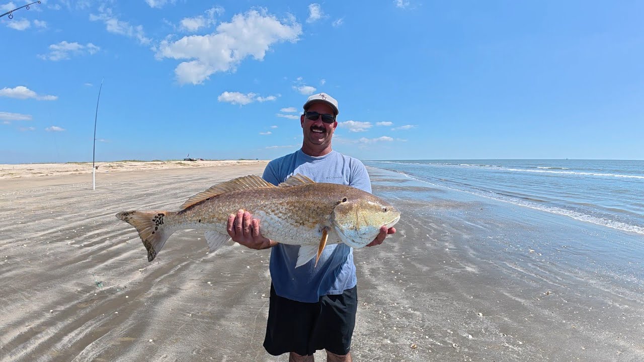 Catching a GIANT Redfish in the surf (UNEDITED)! - YouTube