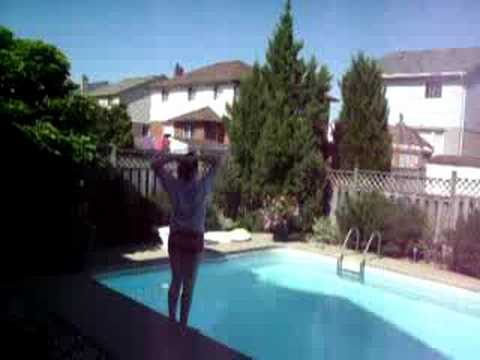 jumping in pool, in all clothing. - YouTube