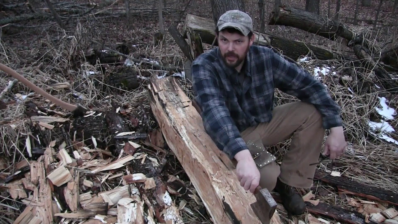 Hand Hewn Barn Beam with an Axe! - YouTube