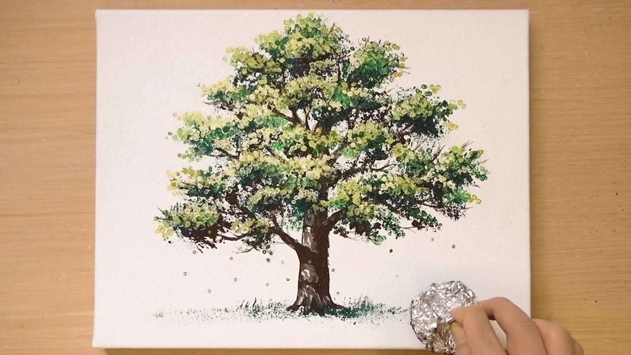 How to draw a tree easy | Aluminum painting technique | Quick painting ...