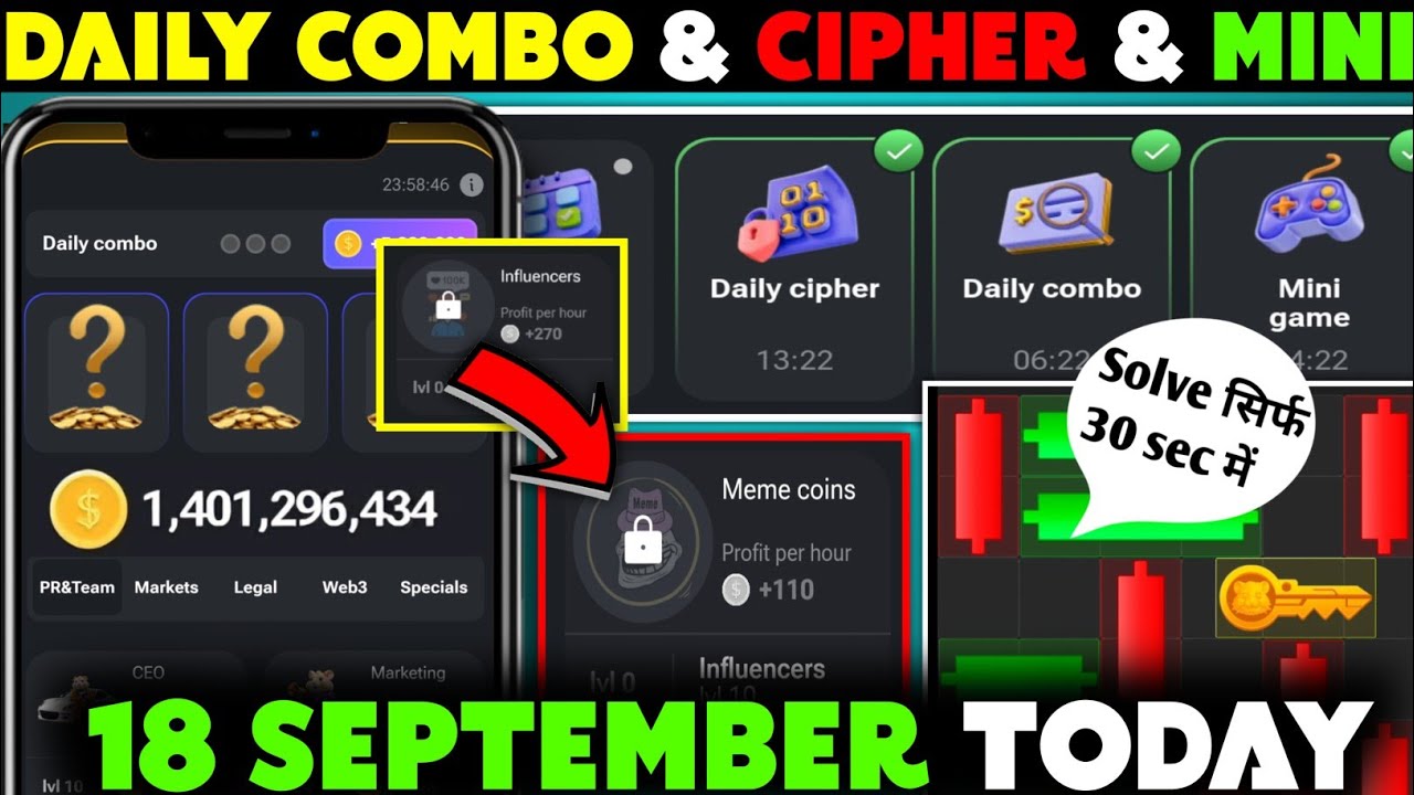 18 September Daily Combo & Daily Cipher & Mini Game 👍 - YouTube