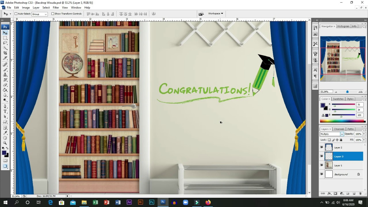 Cara Mudah Membuat Backdrop Wisuda Dengan Photoshop - YouTube