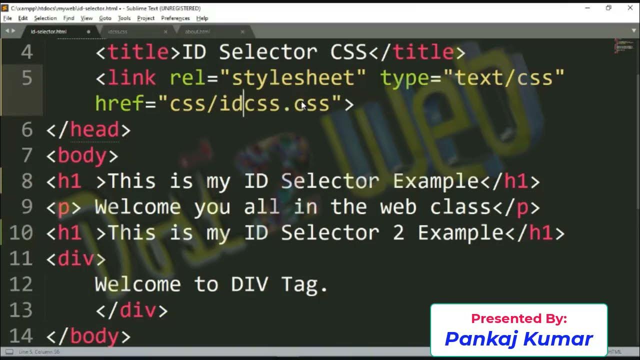 ID Selector | Web Technology and Its Application | 18CS63 | CSE | IS | VTU - YouTube