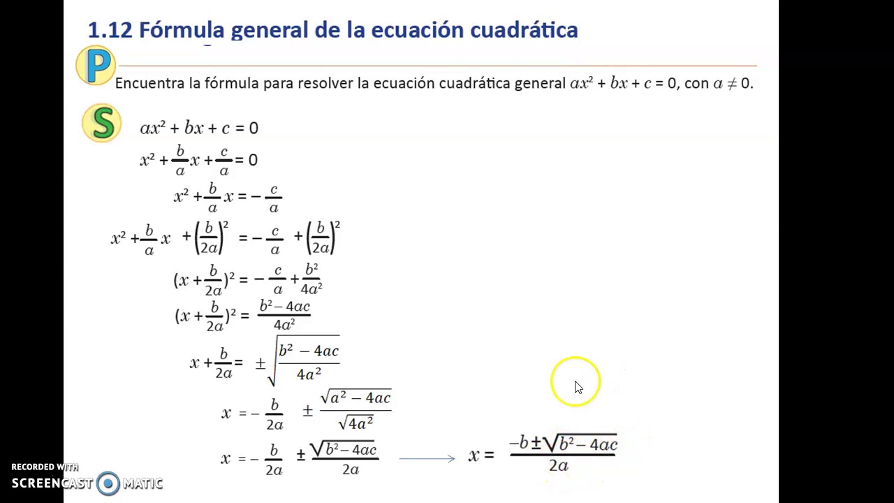 9°, U3, 1 12 Fórmula general de la ecuación cuadrática - YouTube