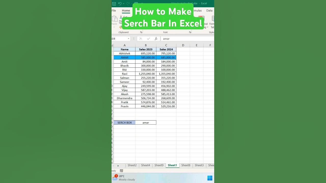 Add Serch Box In Excel | Excel Daily Tips #exceltips #excel #shorts #shortsfeed #viralvideo ...