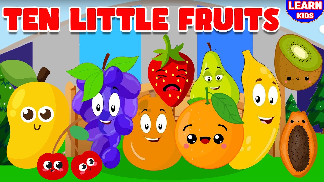 Ten Little Fruits Jumping On The Bed | Nursery Rhyme And Kids Song ...
