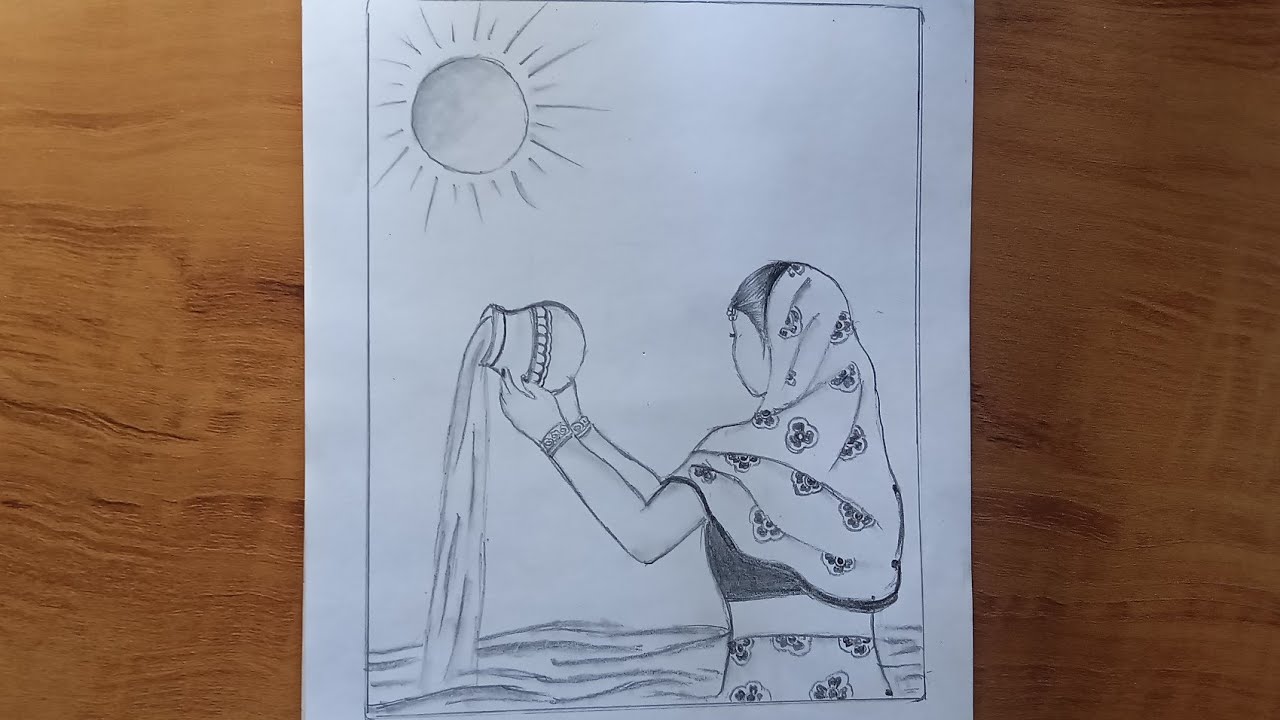 Chhath Puja Drawing / pencil sketch / step by step / 2022, - YouTube