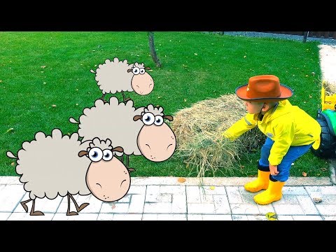 Senya riding a tractor and feeding animals on the farm
