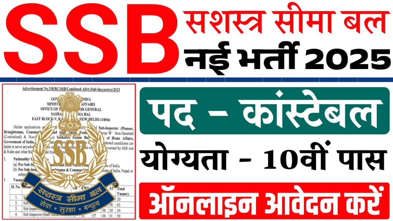 SSB Constable Recruitment 2025 | SSB Recruitment 2025 Apply Now | SSB ...