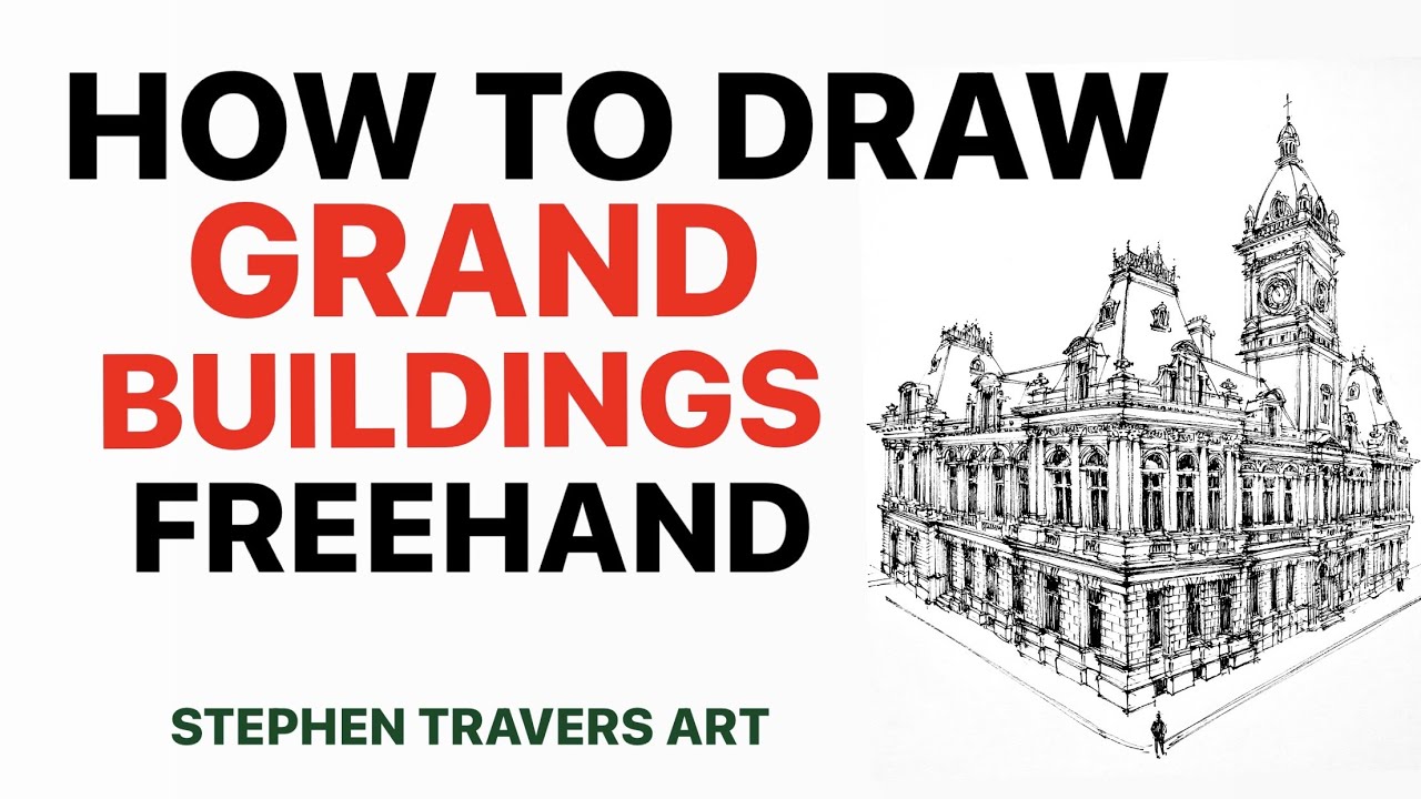 How to Draw Grand Buildings Freehand - YouTube