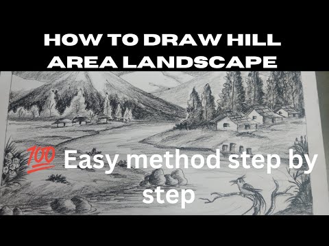 How to draw hill area landscape by charcoal - YouTube