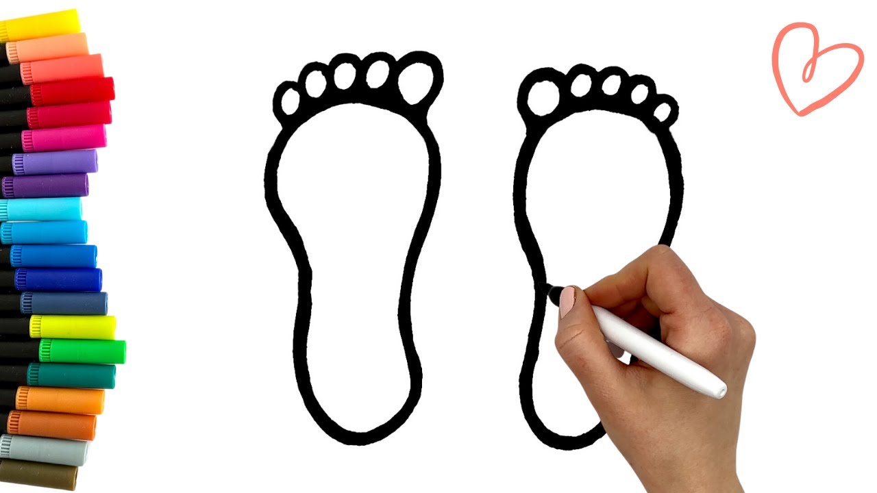 How to draw feet 👣 | RAINBOW | EASY | learn colors for kids and ...