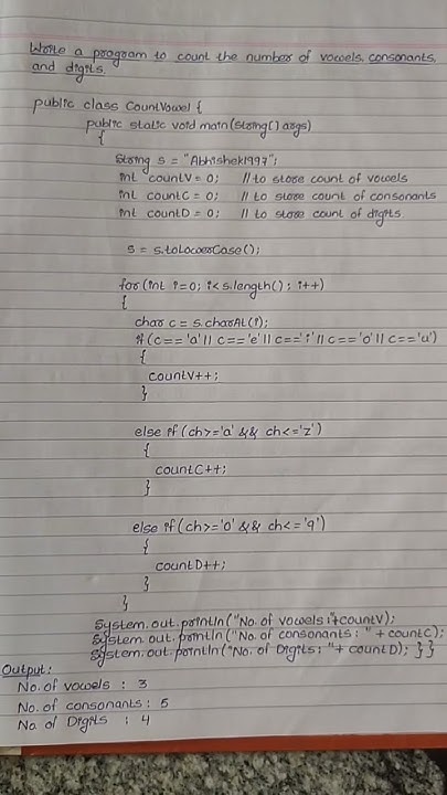 Java Program To Count The Number Of Vowels Javaprogramstringvowelsconsonants Interview 4734