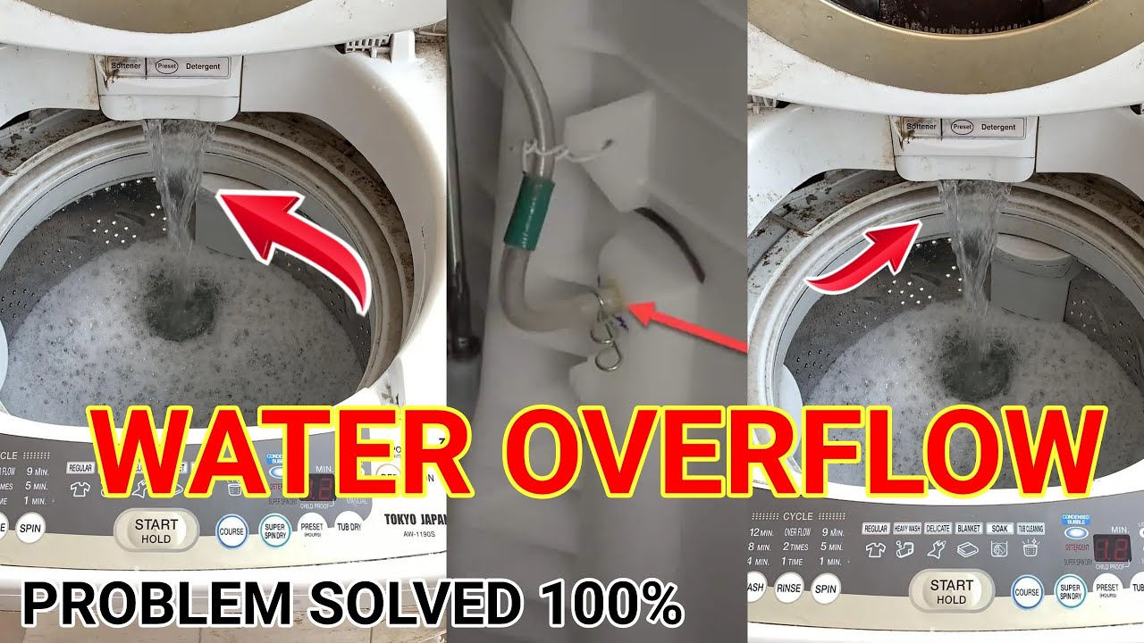 Top load washing machine overflow || Lg automatic washing machine drain ...