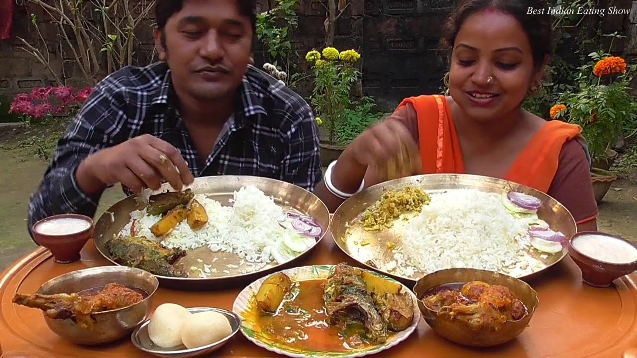 Best Eating Show with 8 Varieties - Lots of Rice with Chicken Curry ...