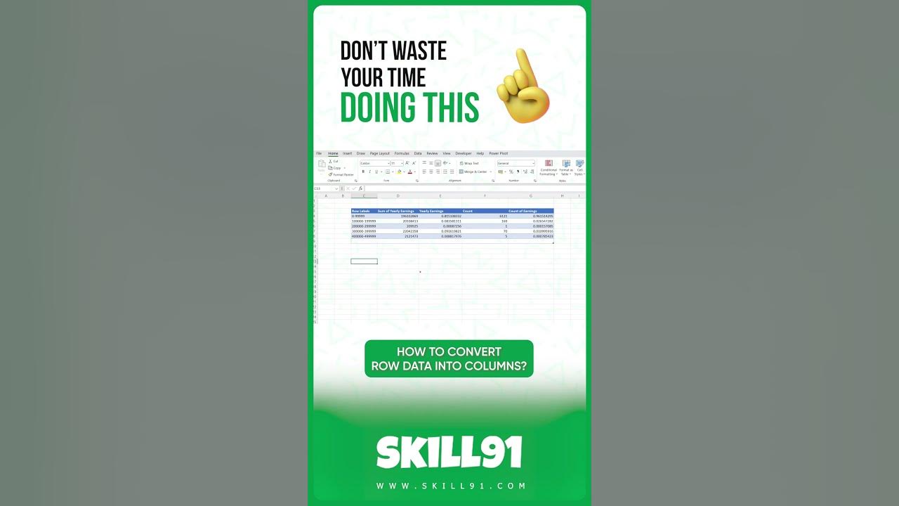How to convert Row data into Columns in ms excel | Excel Tips & Tricks #shorts - YouTube