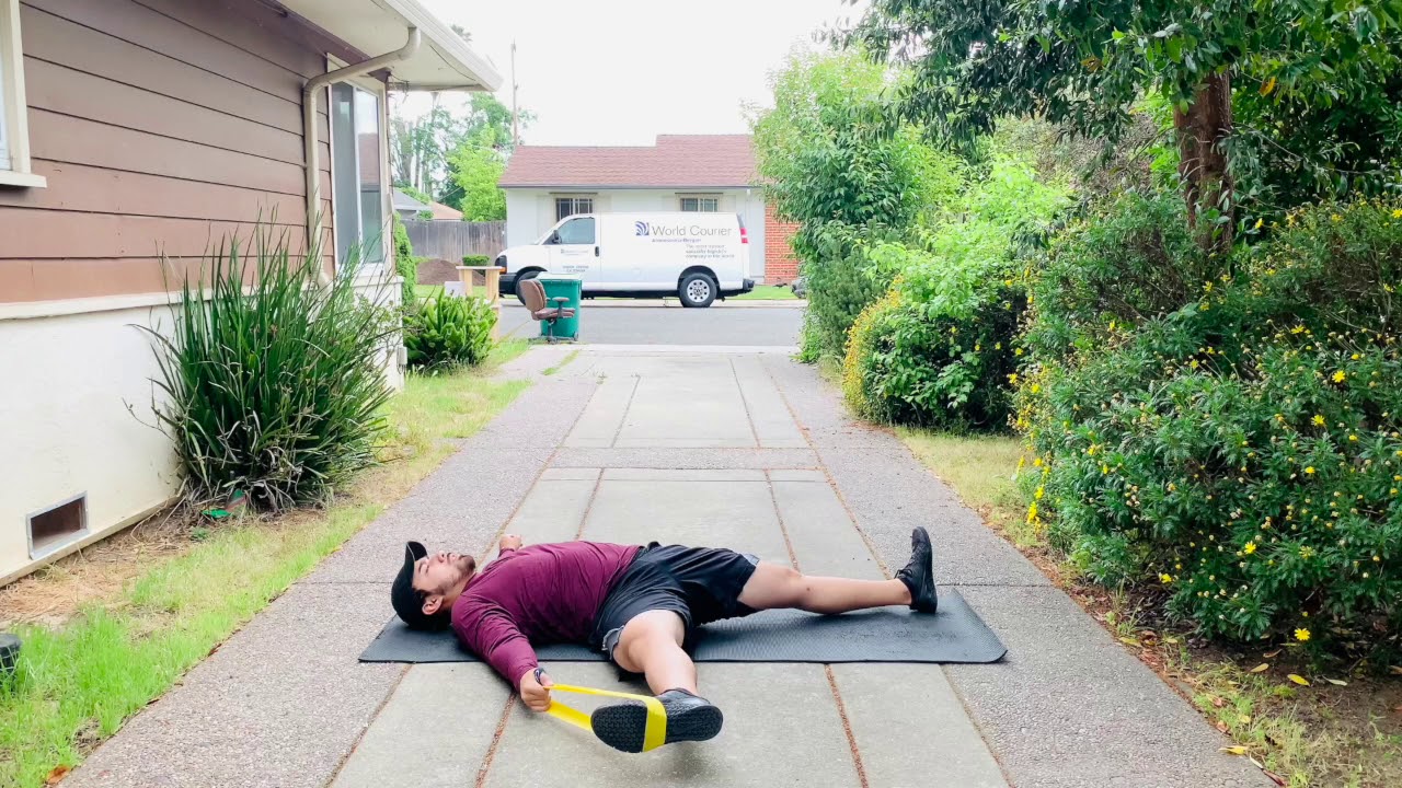 Banded Supine Single Leg Hip Adductor Stretch - YouTube