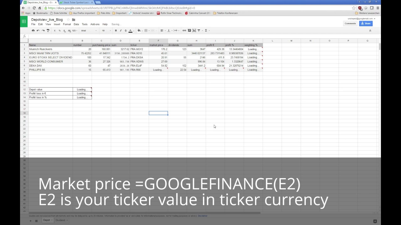 How to build Live Updating Google Finance Stock Portfolio Tracker - YouTube