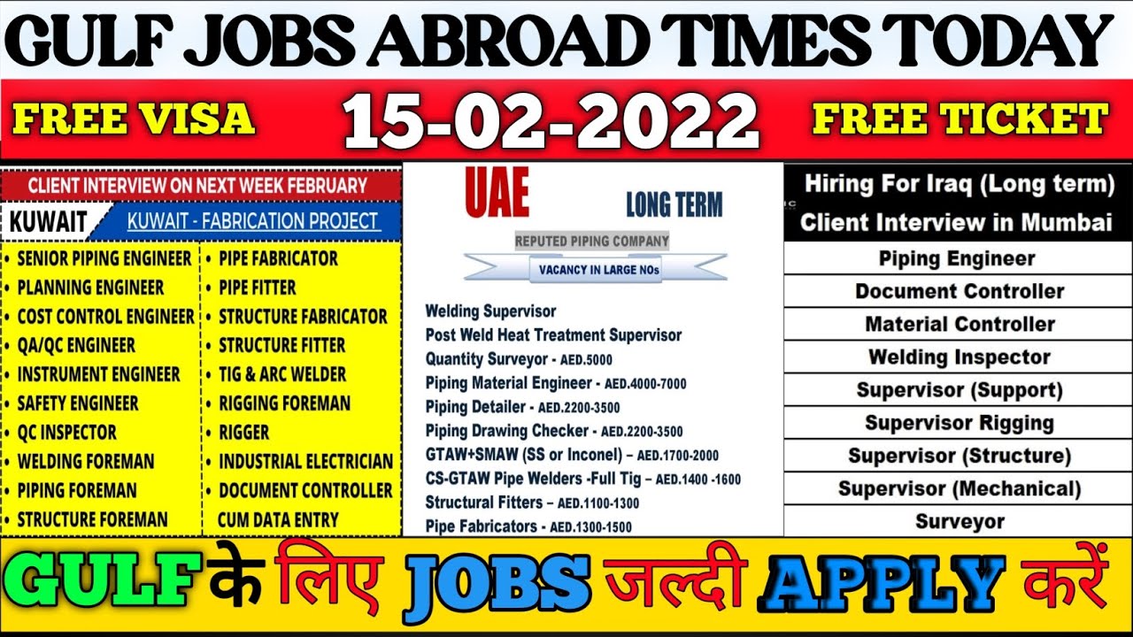 gulf job vacancy 2023, Dubai job vacancy 2023, kuwait jobs for Indians ...