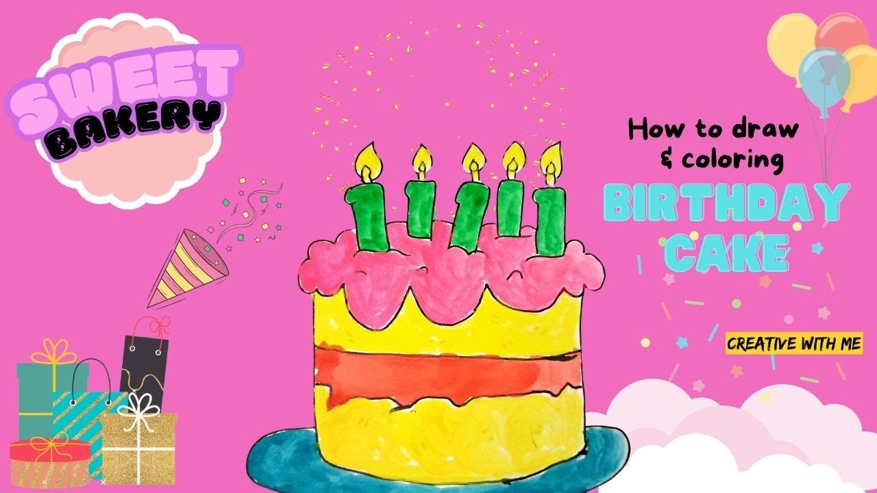 How to daw a Birthday Cake by Watercolor| Happy birthday to you - YouTube