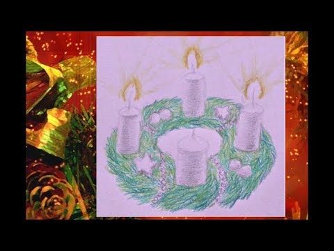 💫 Adventskranz zeichnen - how to draw advent wreath with candles ...