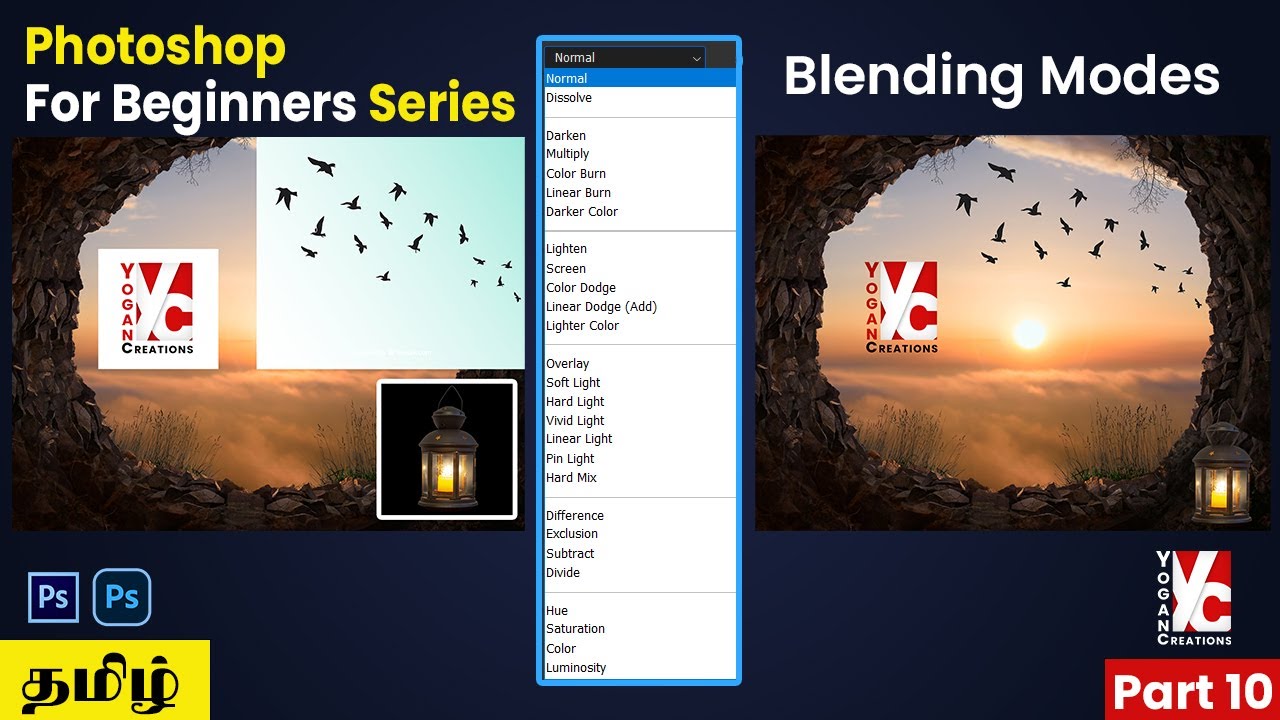 Photoshop Beginner to Pro | part 10 | Blending Modes Explained | Opacity | Fill | Tamil - YouTube