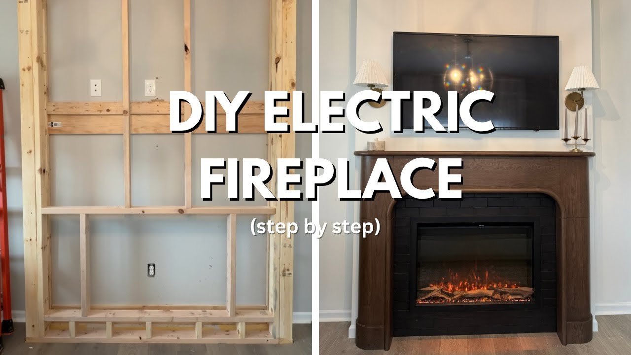 DIY Electric Fireplace Wall With Mantel (Step By Step) - Built In ...