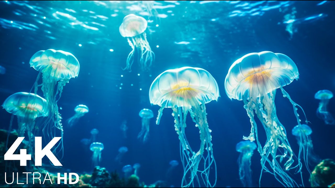 Relaxing Jellyfish Dance in Stunning 4K with Calming Music - YouTube