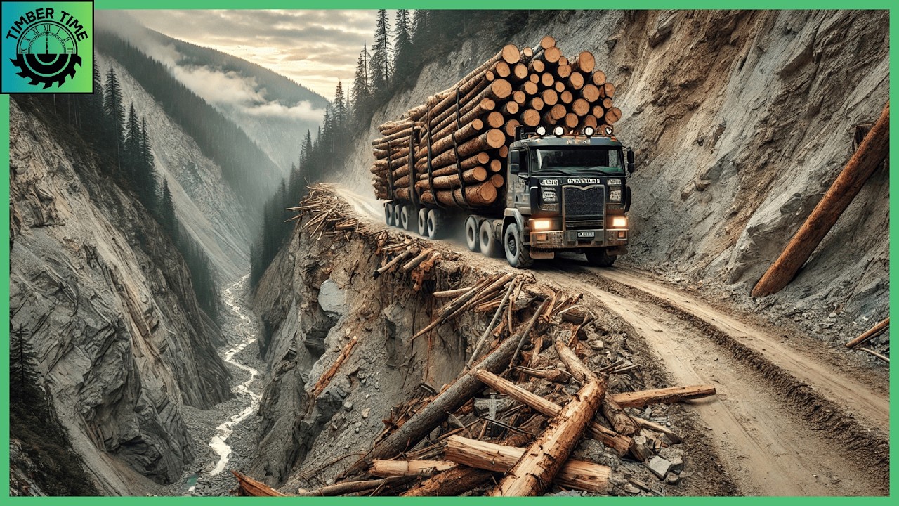 Extreme Dangerous Huge Wood Logging Truck Driving Skill | Amazing Heavy Equipment Operator Truck ...