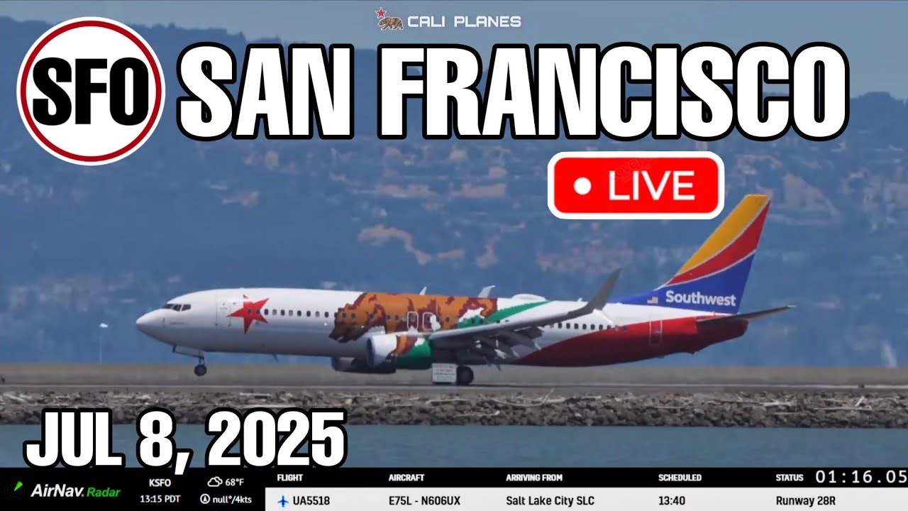 KSFO LIVE | JULY 8, 2025 | SAN FRANCISCO AIRPORT PLANE SPOTTING LIVE ...