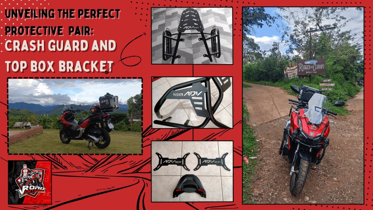HONDA ADV 160 TOP BOX BRACKET WITH SIDE PANIER BY RED MOTOSHIELD | HOW ...