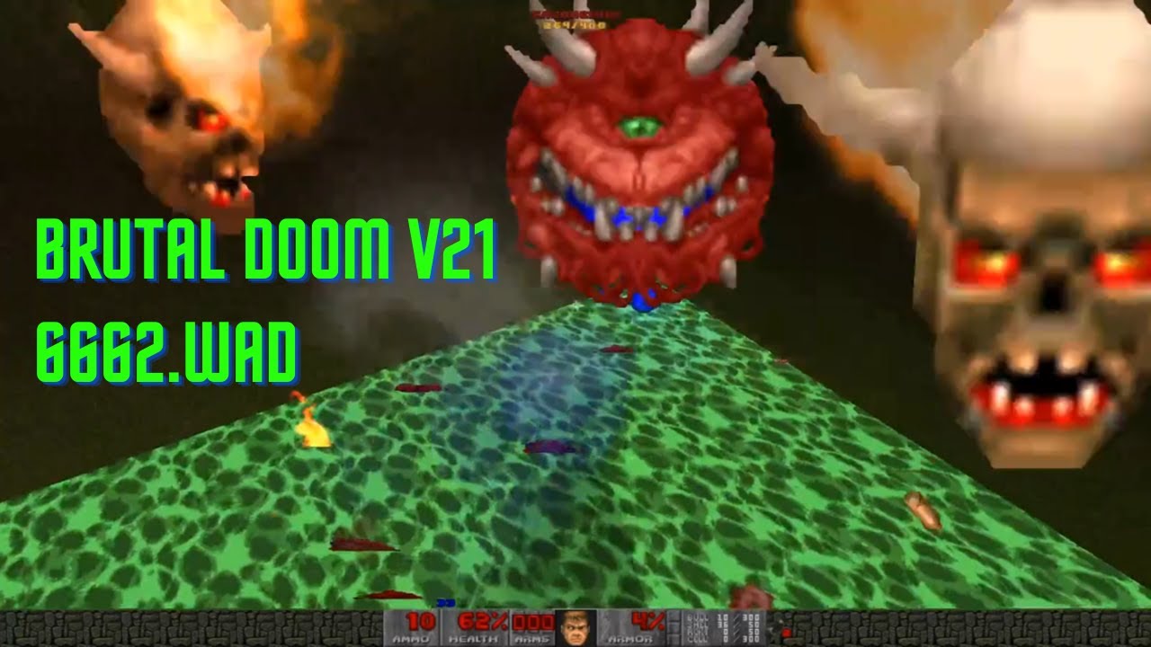 Brutal Doom v21, 6662.wad, ultraviolence - YouTube