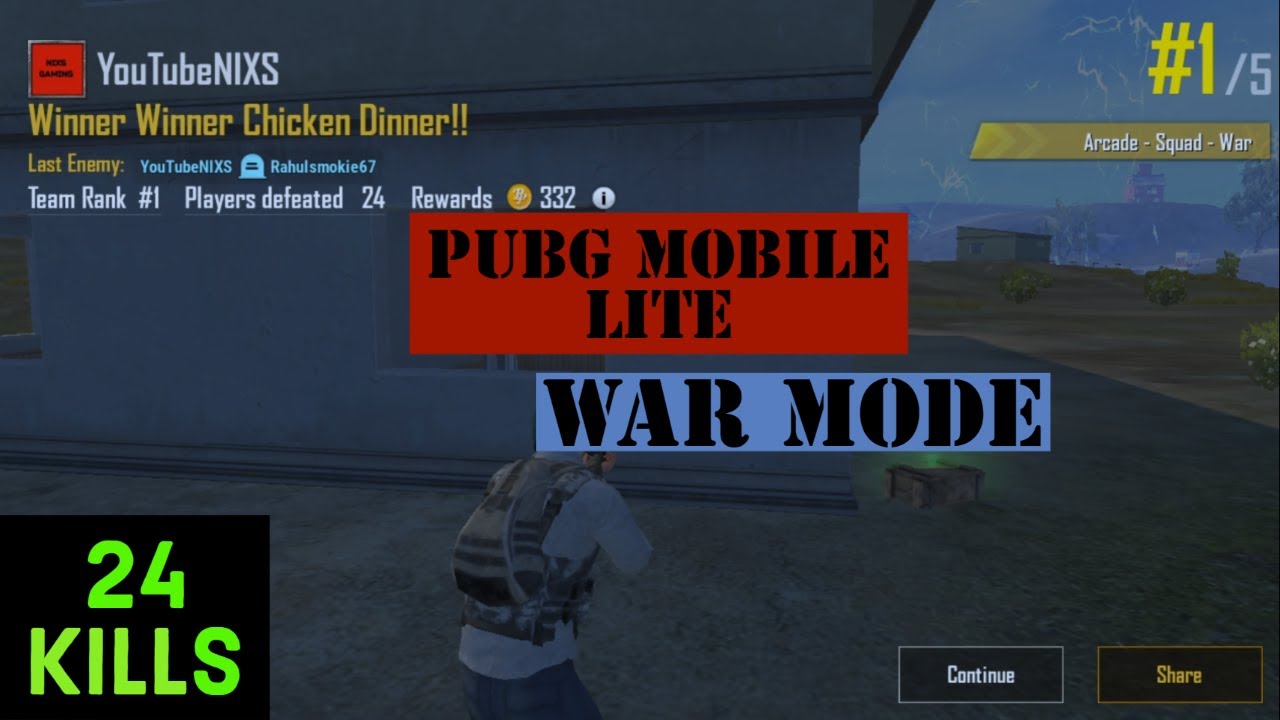 WAR MODE | 24 KILLS GAME | SOLO VS SQUAD | PUBG MOBILE LITE - YouTube