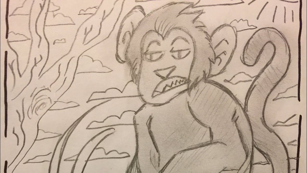 How to draw a sad monkey - YouTube