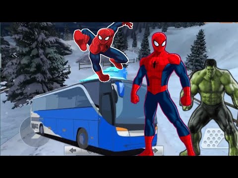 SPIDERMAN BUS STUNTS || CRAZY BUS || SPIDERMAN BUS RACE || SUPER HERO ...