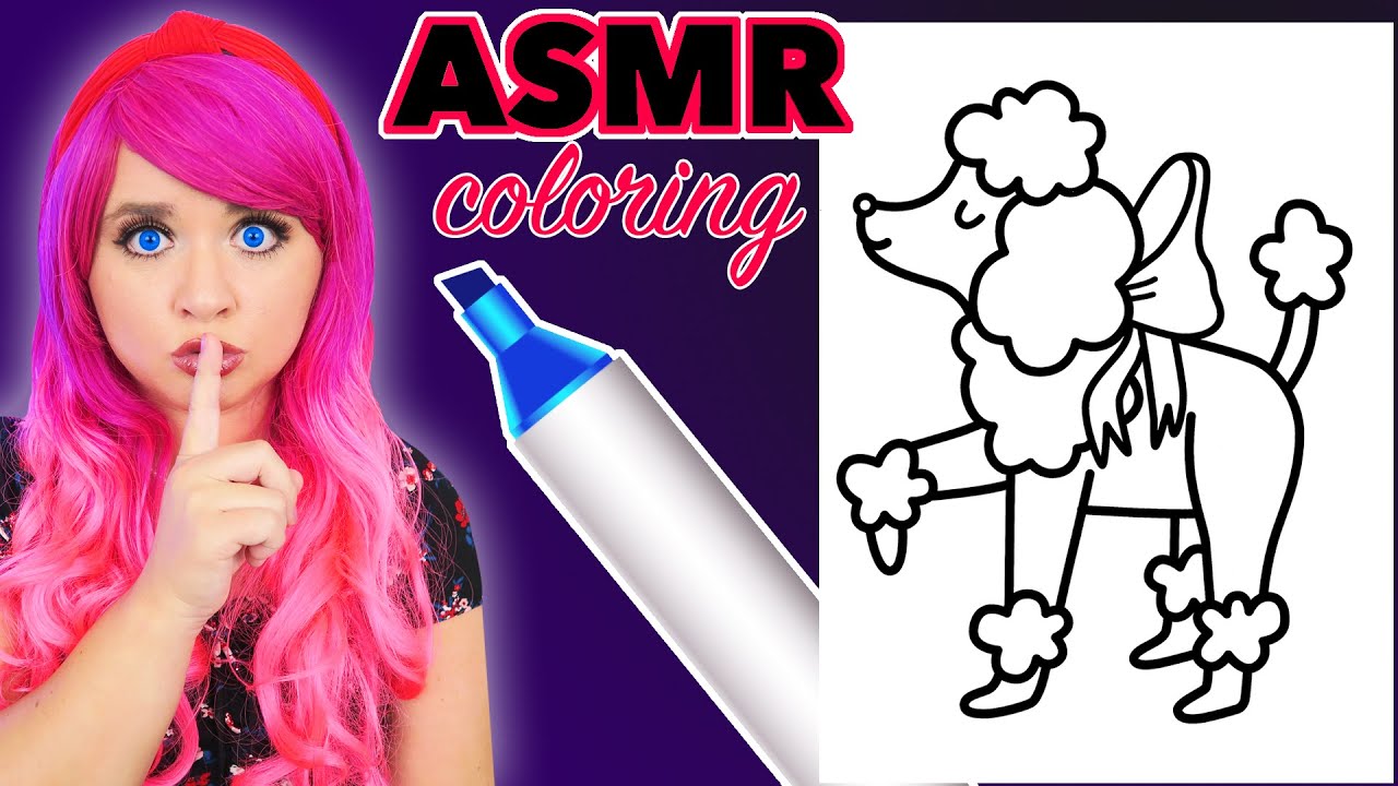 ASMR Coloring for Relaxation Poodle Coloring | Calming ASMR Sounds ...