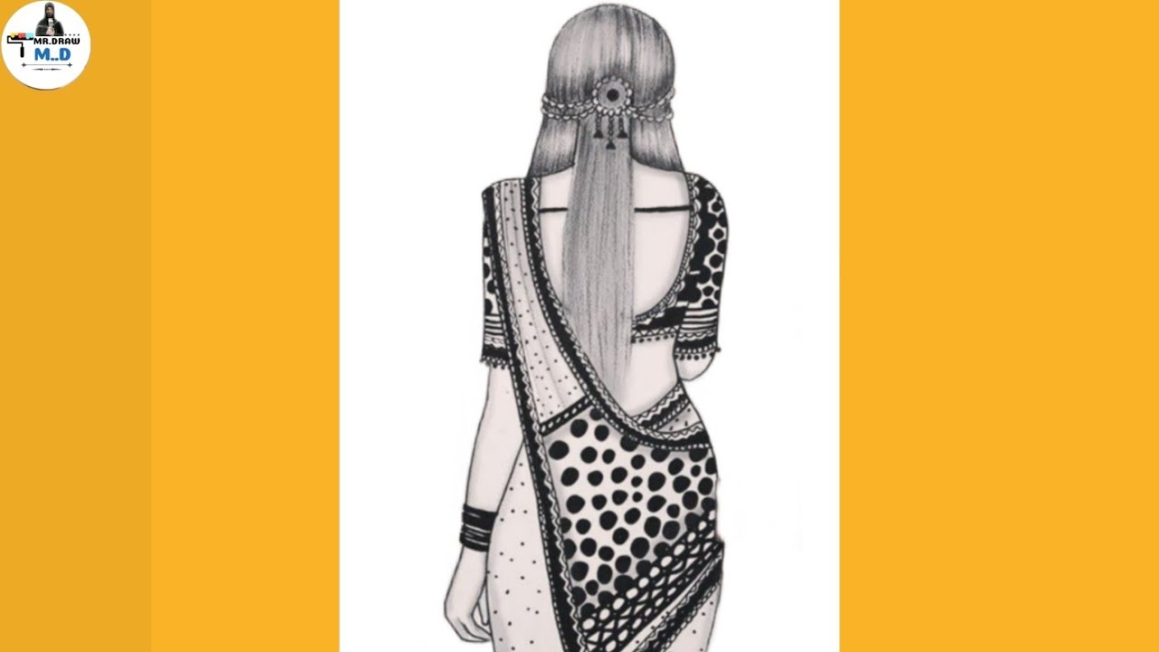 girl sketch drawing back side ! girl back sketch easy ! pencil sketch ...