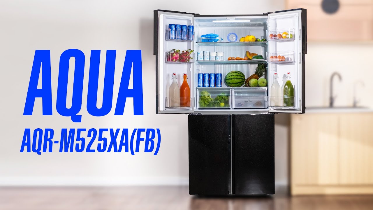 Trải nghiệm chi tiết tủ lạnh Aqua AQR-M525XA(FB) - YouTube