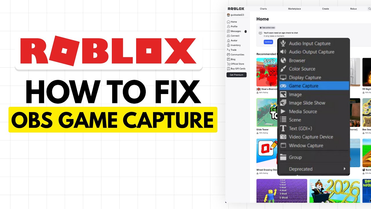 How To Fix OBS Game Capture Not Working On Roblox (2026) - YouTube