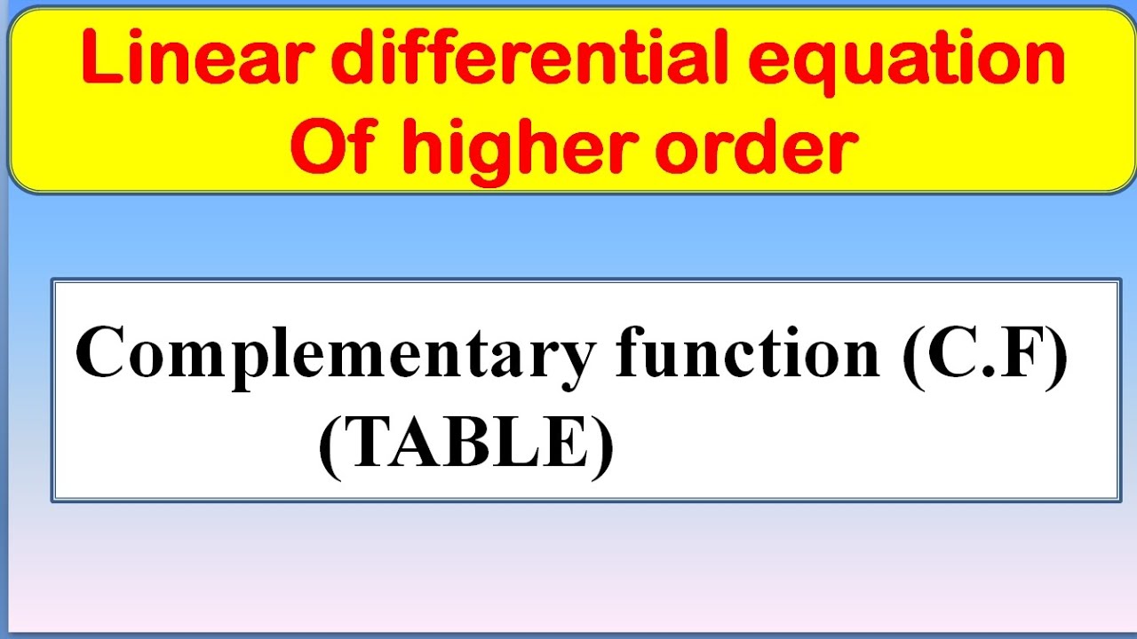 Linear Differential equation of higher order/D problems - YouTube
