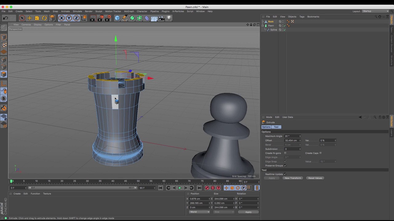 Cinema 4D Tutorial - How to Model a Chess Set - Part 3: Rook - YouTube