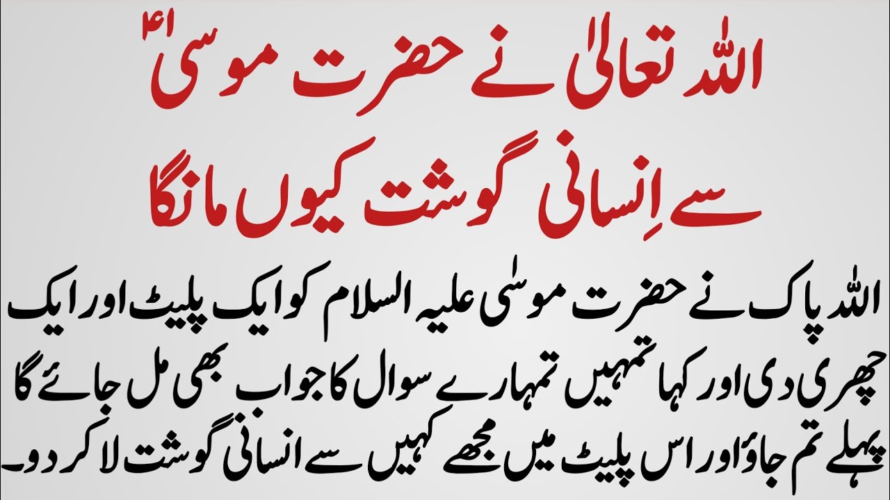 اللہ تعالی نے حضرت موسی علیہ السلام سے انسانی گوشت کیوں مانگا || Hazrat ...