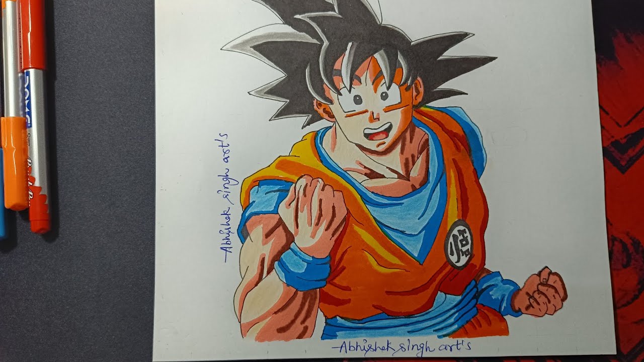 Drawing Goku Doms brush pen / abhishek singh art's - YouTube
