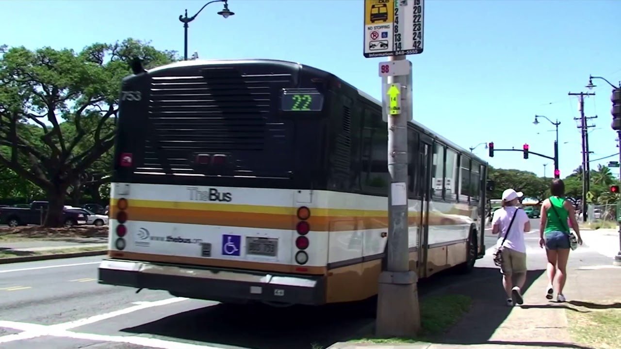 [Oahu] Honolulu Bus #753 Route 22 (1995 bus/retired) - YouTube