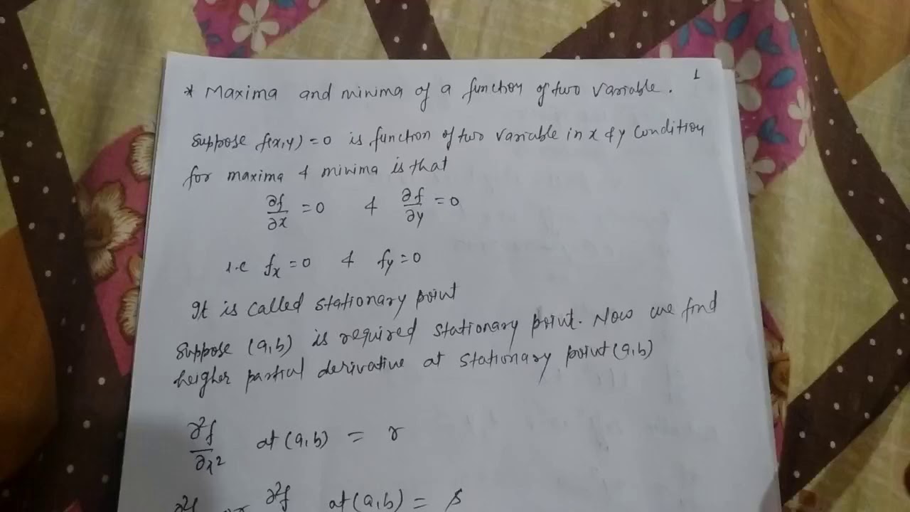 Maxima And Minima Function Of Two Variable Youtube