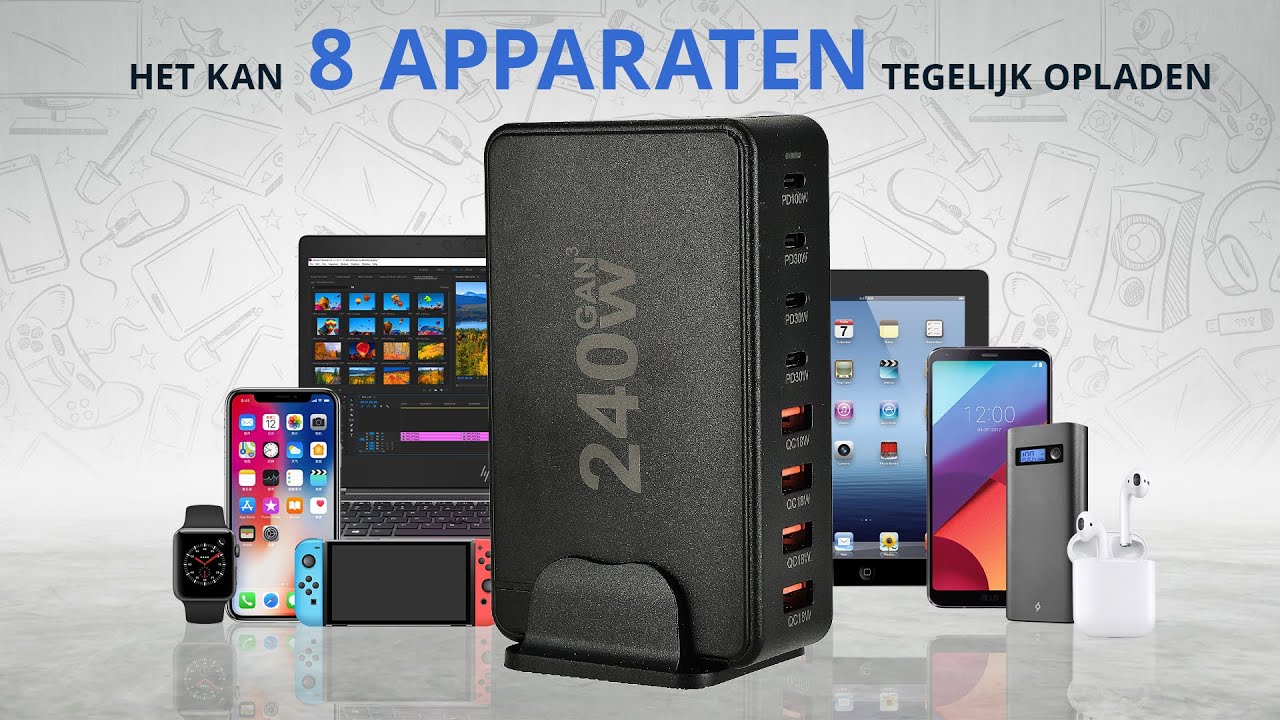 240W GaN III Snellader ⚡️ Supersnel Opladen voor MacBook, iPhone ...